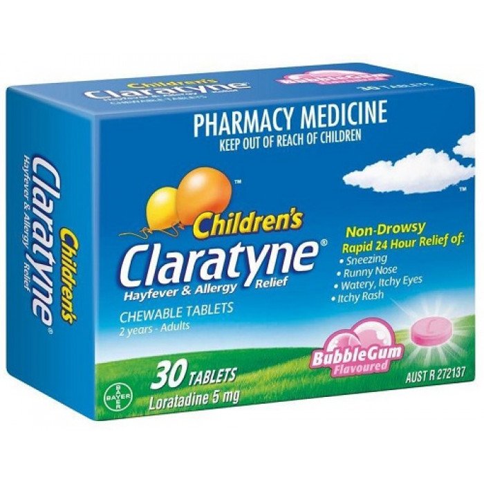 Claratyne kid Hayfever & allergy relief 30 chewable tabs bubblegum ...
