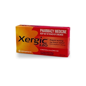 XERGIC 120mg Hayfever Allergy 10 Tablets - Adore Pharmacy