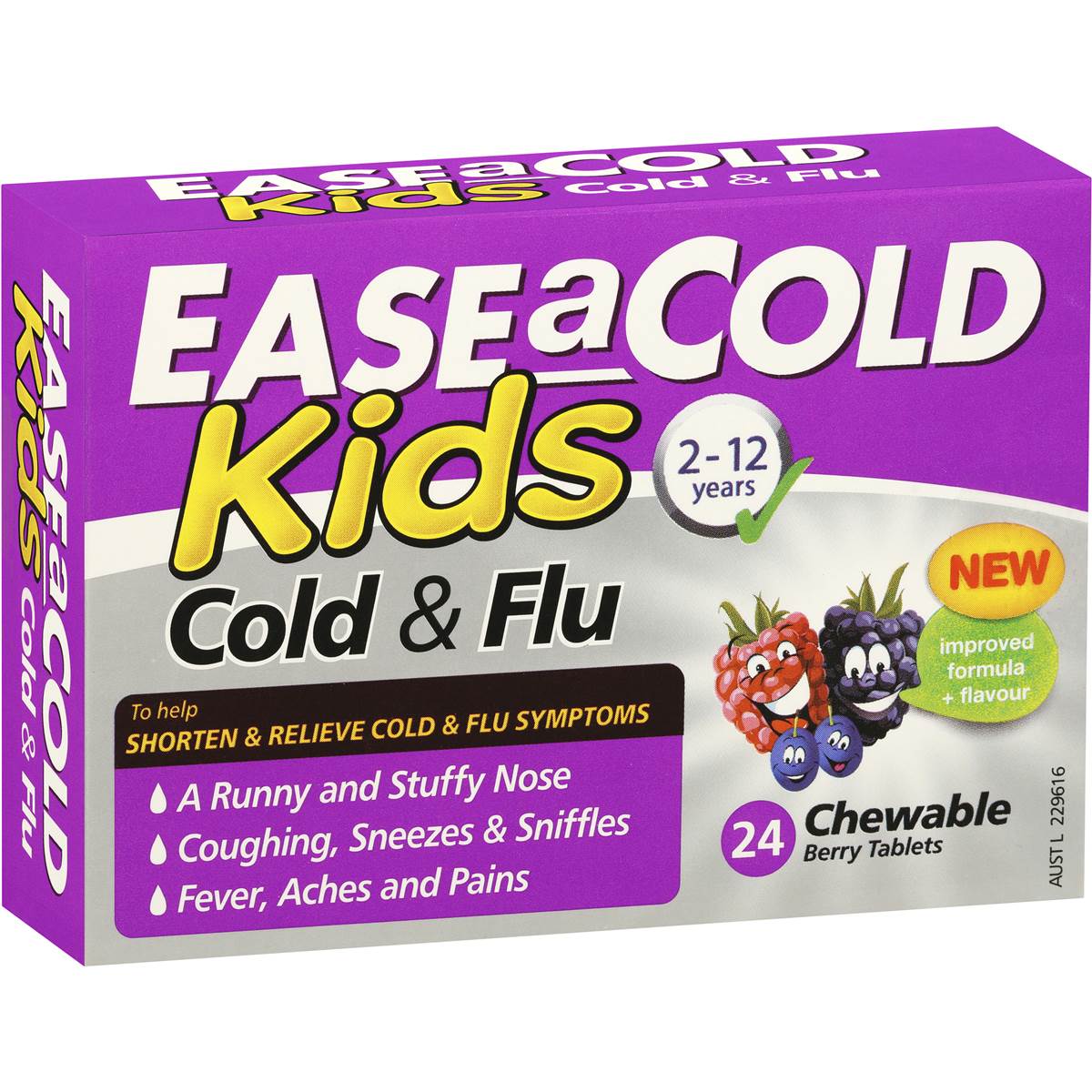 EASE A COLD Kids Cold and Flu 24 Chewable Berry Tab - Adore Pharmacy