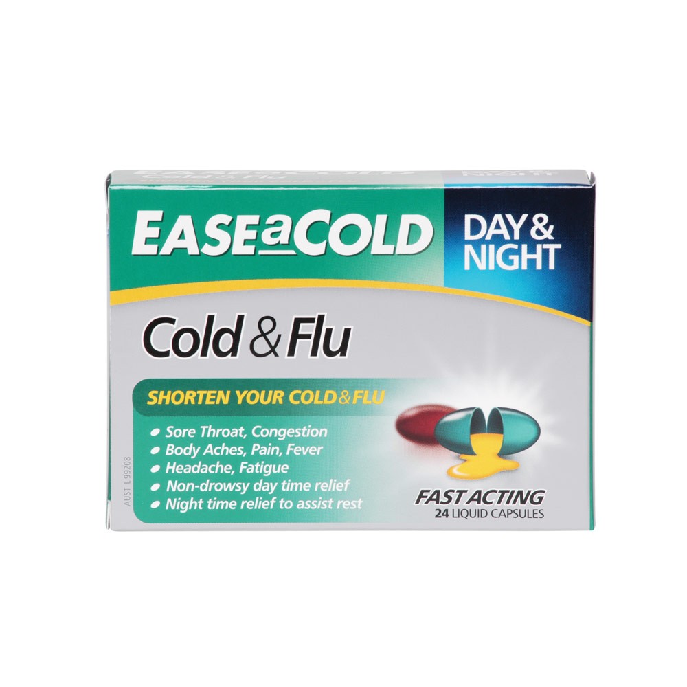 EASE A COLD Cold & Flu Day & Night 24 Capsules - Adore Pharmacy