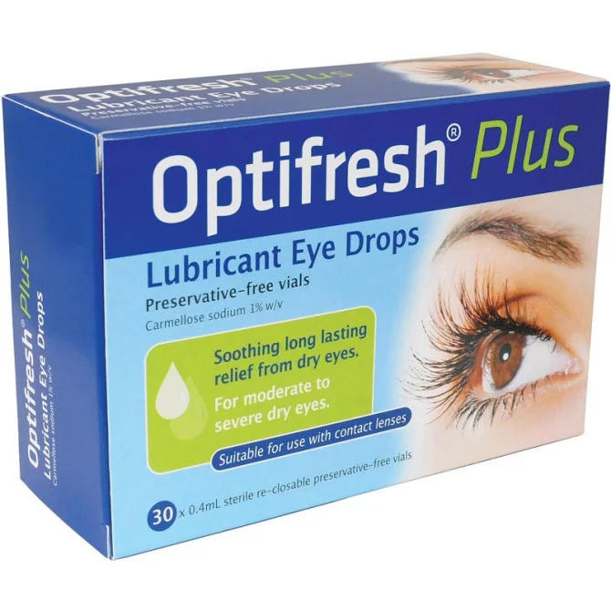 Optifresh Plus Lubricant Eye Drops 30 x 0.4mL - Adore Pharmacy