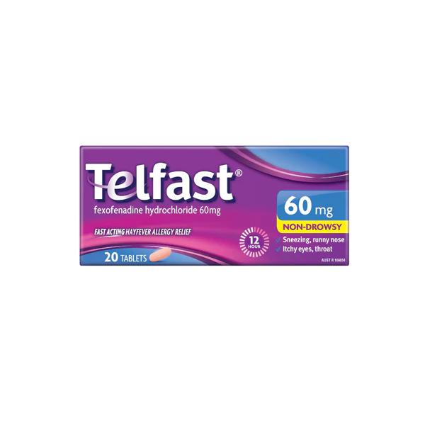 Telfast 60mg Hayfever Relief 20 Tablets - Adore Pharmacy